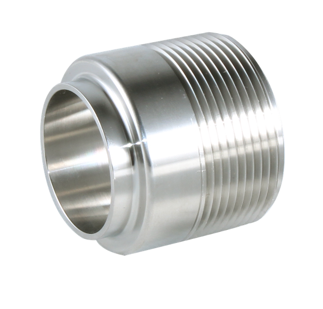 1" Sanitary Adapter Buttweld Tube x Male NPT Thread 304SS 19WB 3A